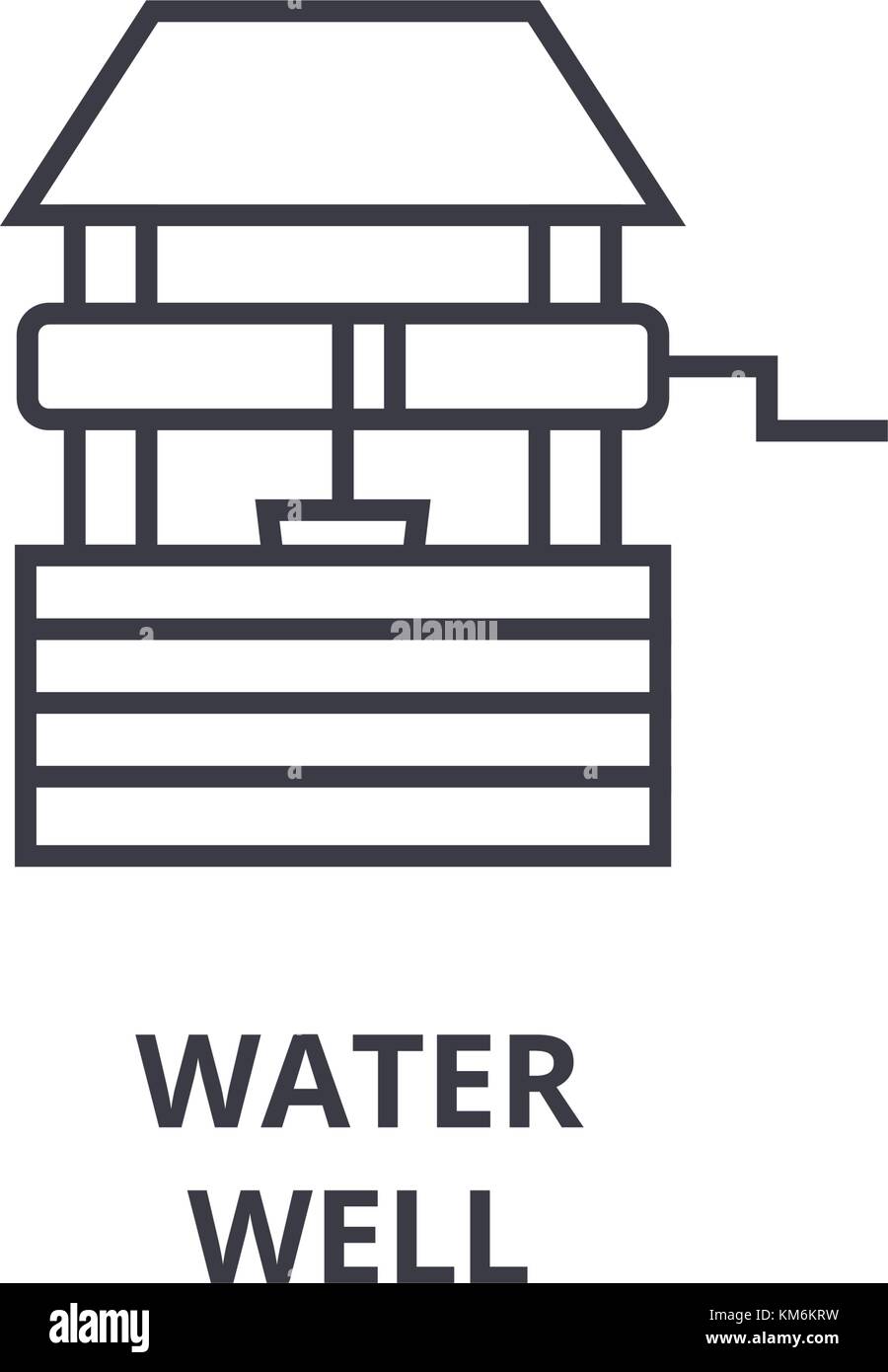 water well line icon, outline sign, linear symbol, vector, flat ...