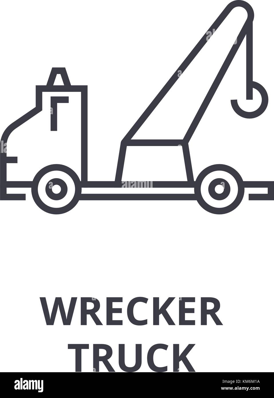wrecker truck line icon, outline sign, linear symbol, vector, flat ...