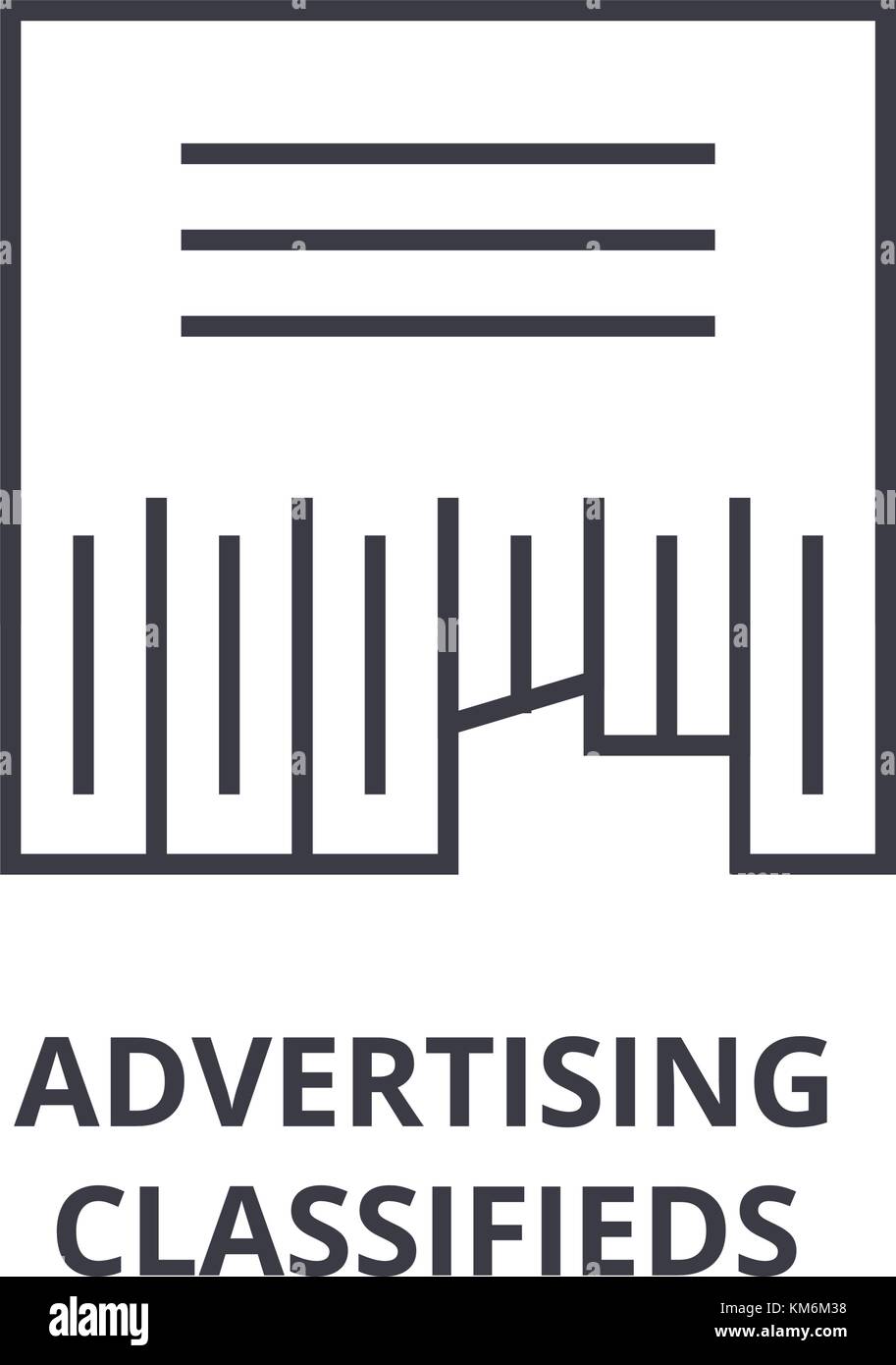advertising classifieds line icon, outline sign, linear symbol, vector ...