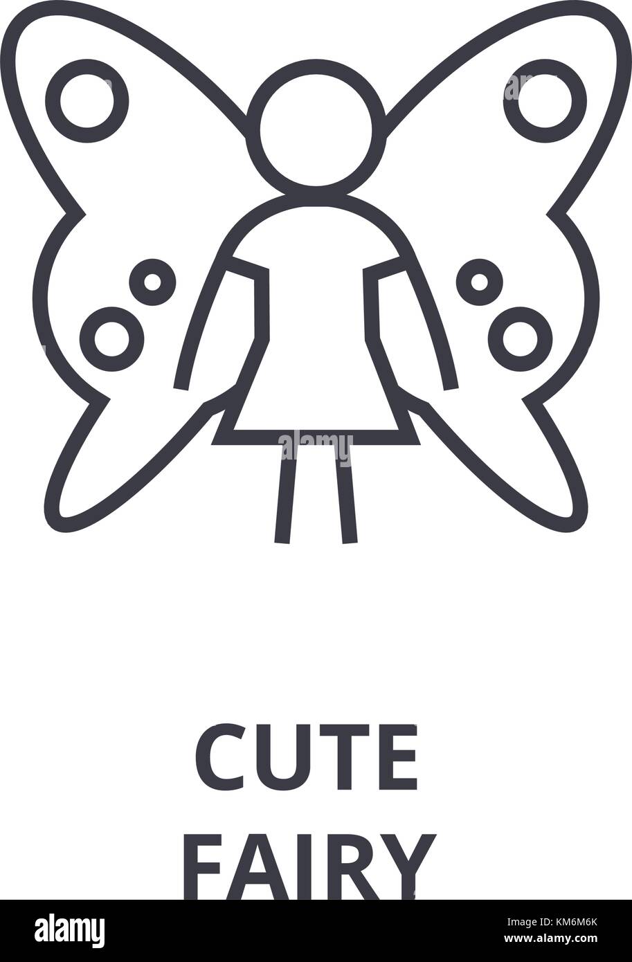 cute fairy line icon, outline sign, linear symbol, vector, flat ...