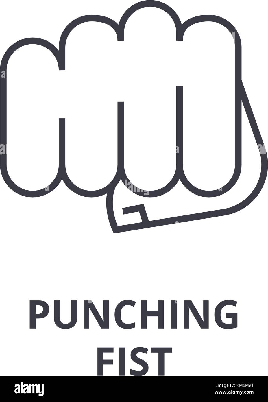 punching fist line icon, outline sign, linear symbol, vector, flat ...