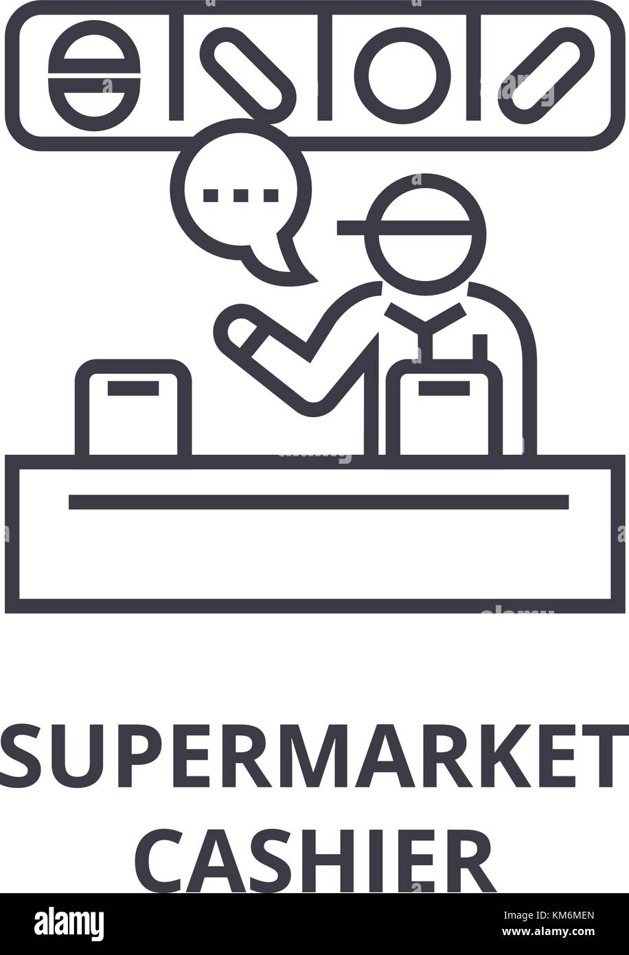 supermarket cashier line icon, outline sign, linear symbol, vector ...