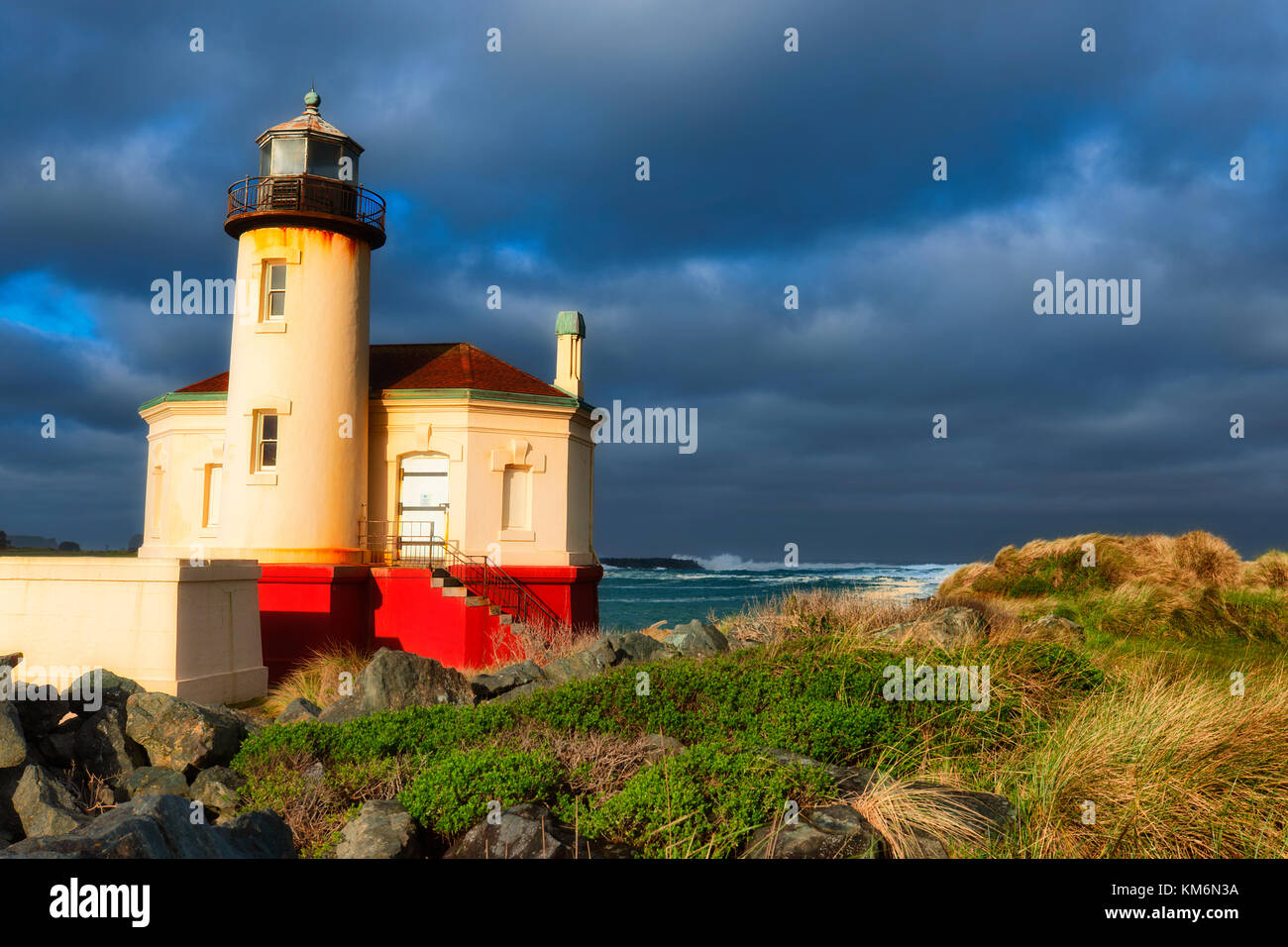 Coquille River Light sits on the mouth of the Coquille River in Bandon ...