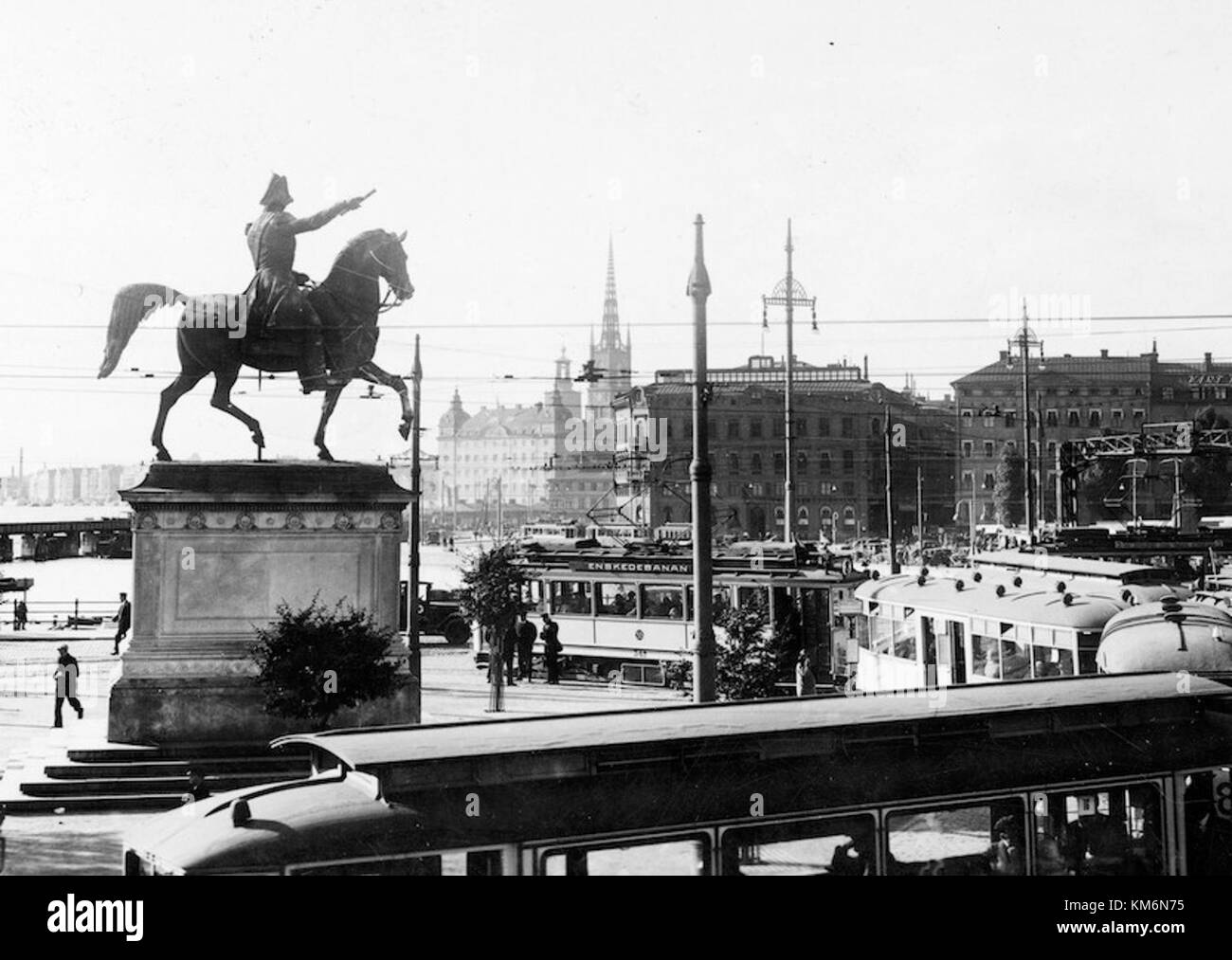 The statue of Karl XIV Johan, erected in 1922, commemorates the Swedish ...