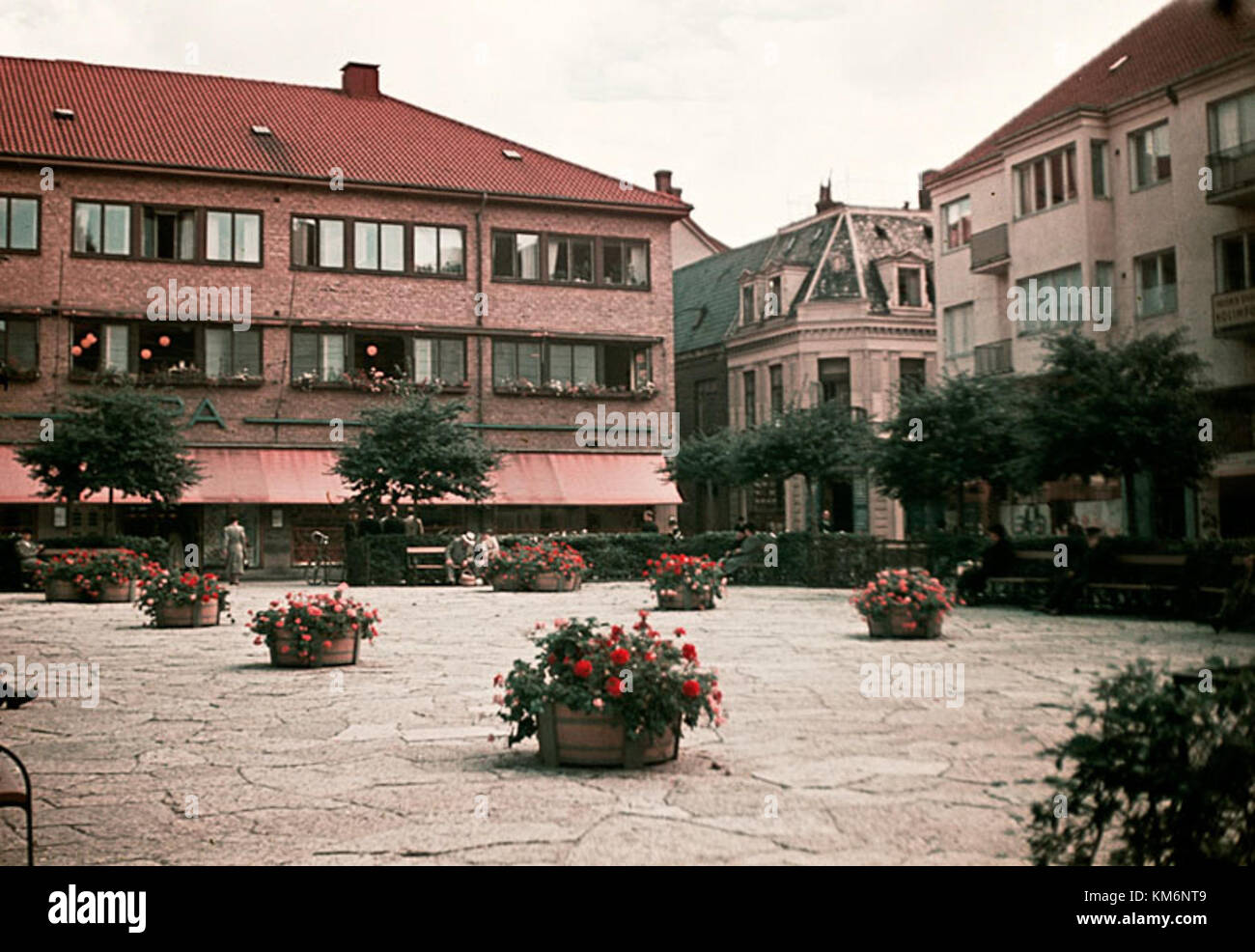 This image from 1943 depicts Konsul Olsson Square in Sweden, capturing ...