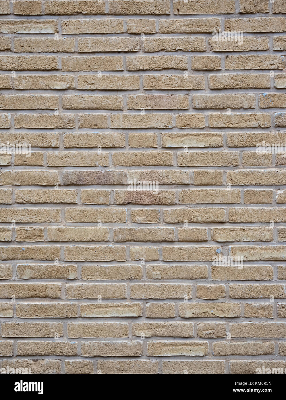 part of yellow creme brick wall with cement joints Stock Photo - Alamy