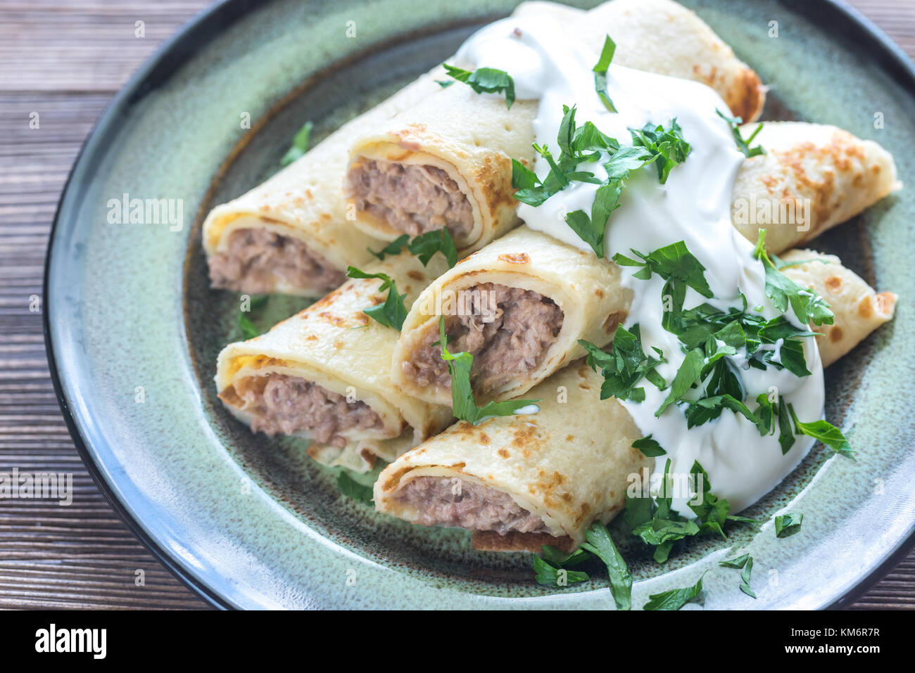 Crepes with tuna Stock Photo - Alamy