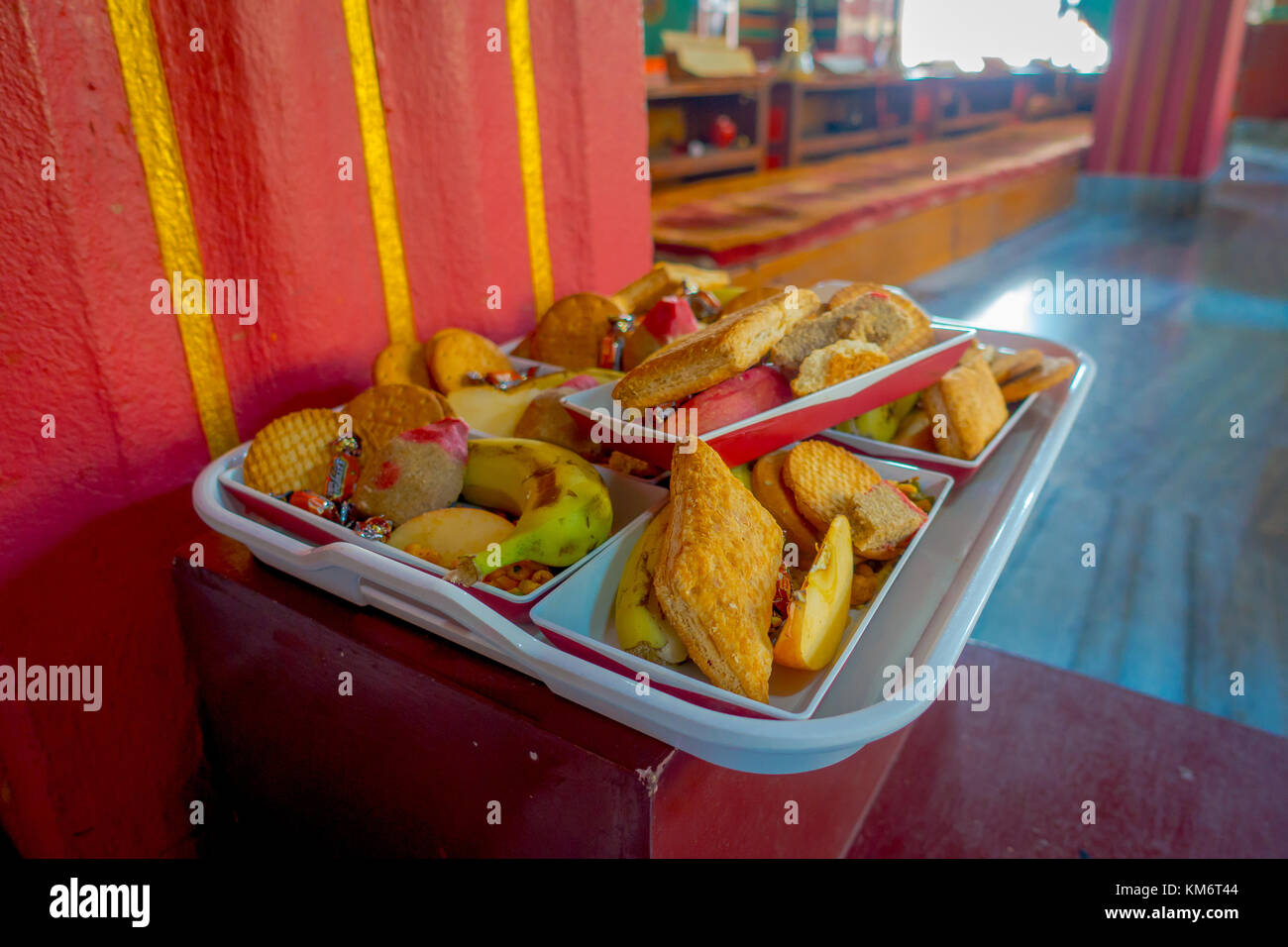 POKHARA, NEPAL - OCTOBER 06 2017: Close up of coffee break or oblations ...