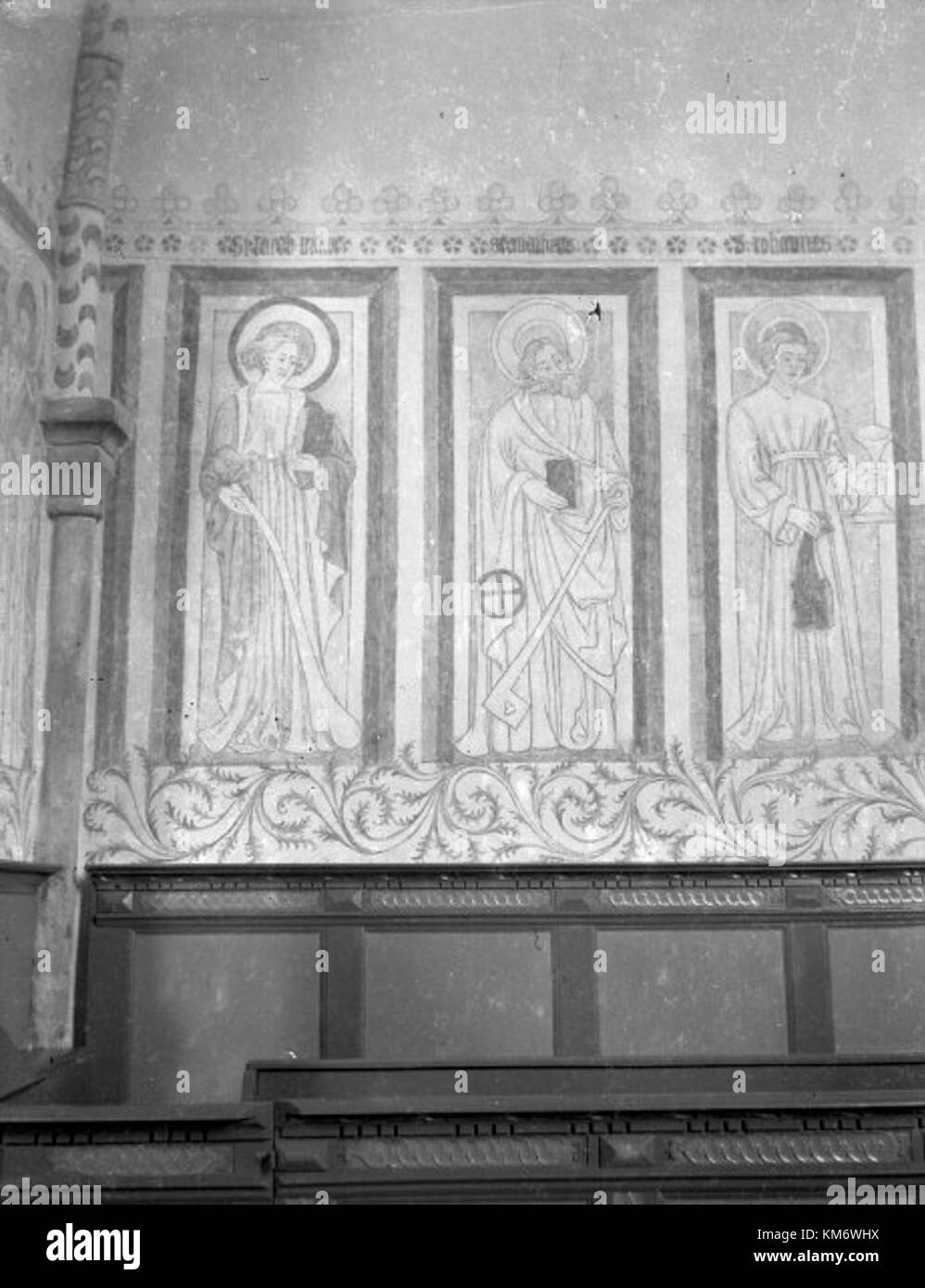 Photograph of Othems Church, a medieval Romanesque limestone church ...