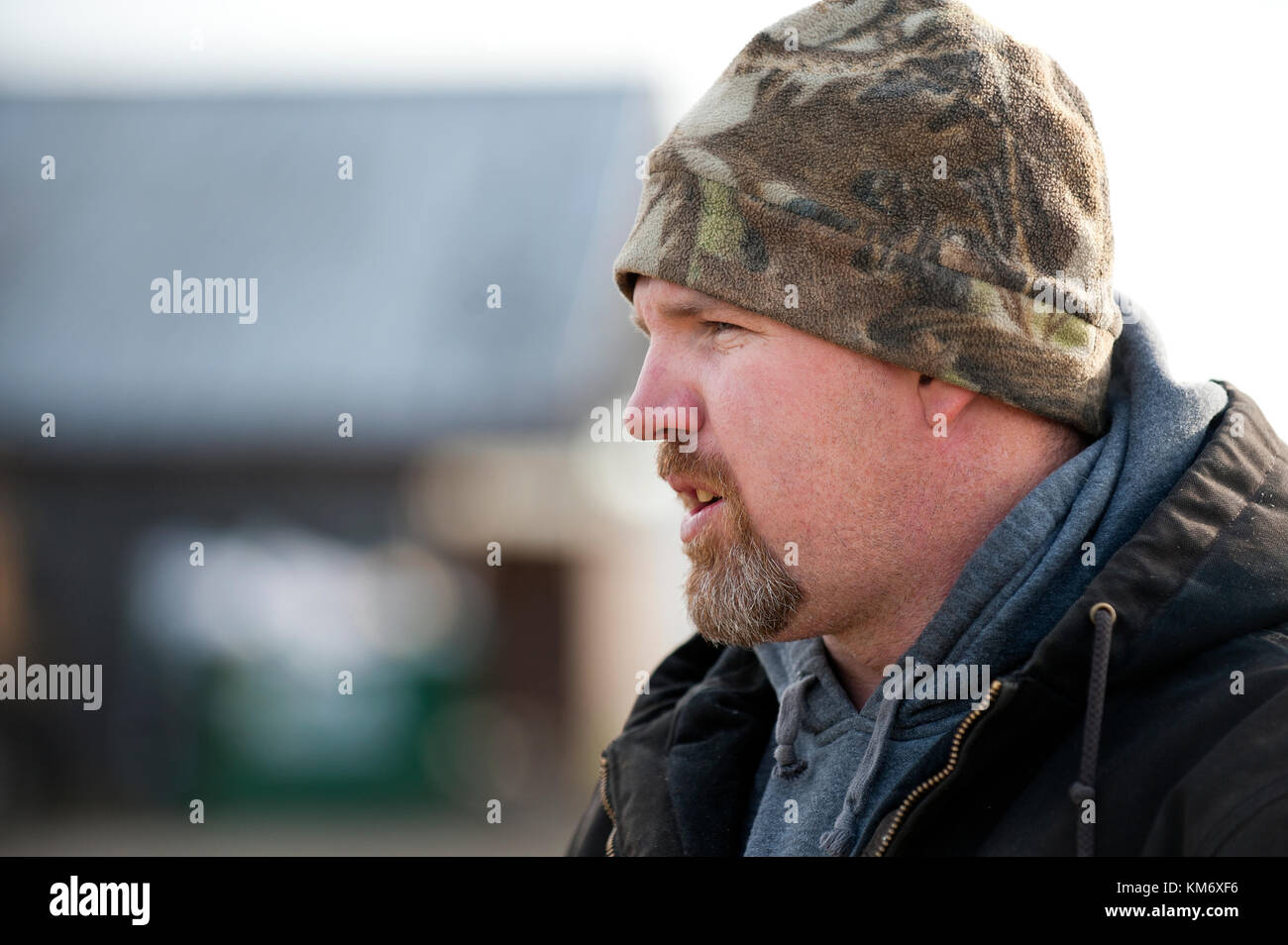 CLOSE UP OF FARMER PREPARING FOR FALL HARVEST IN UTICA, MINNESOTA Stock ...