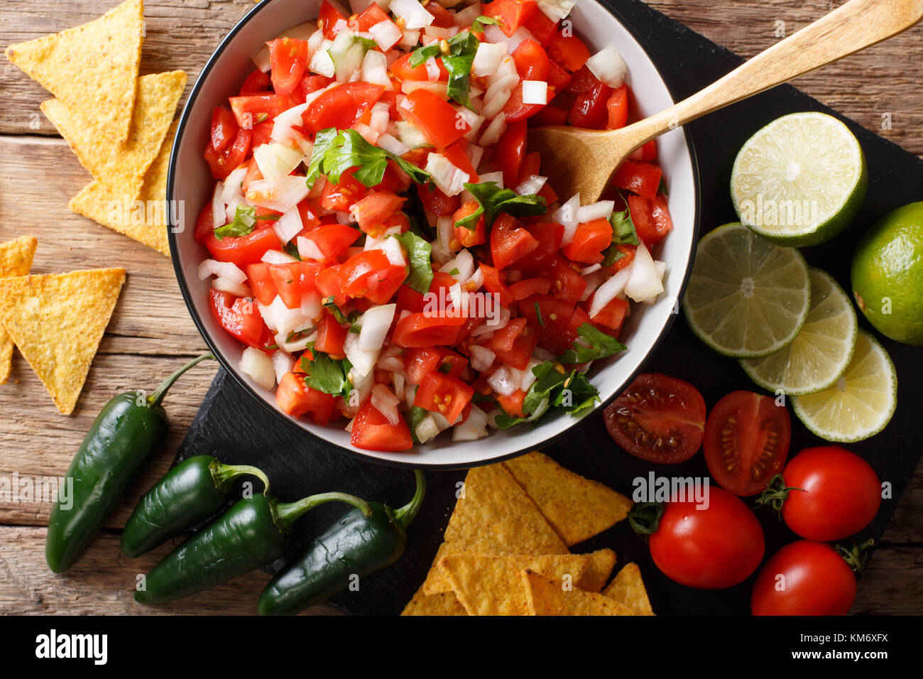Mexican pico de gallo from tomatoes, onions, cilantro and jalapeno ...