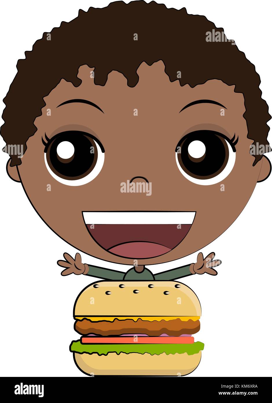 Child eating hamburger Stock Vector Images - Alamy