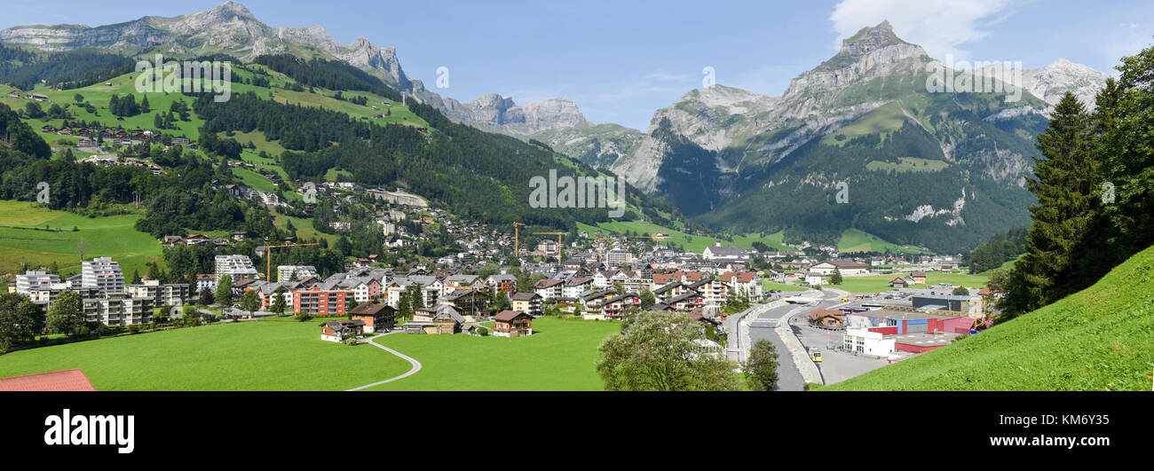 Engelberg, Switzerland - 1 August 2017: the village of Engelberg on the ...
