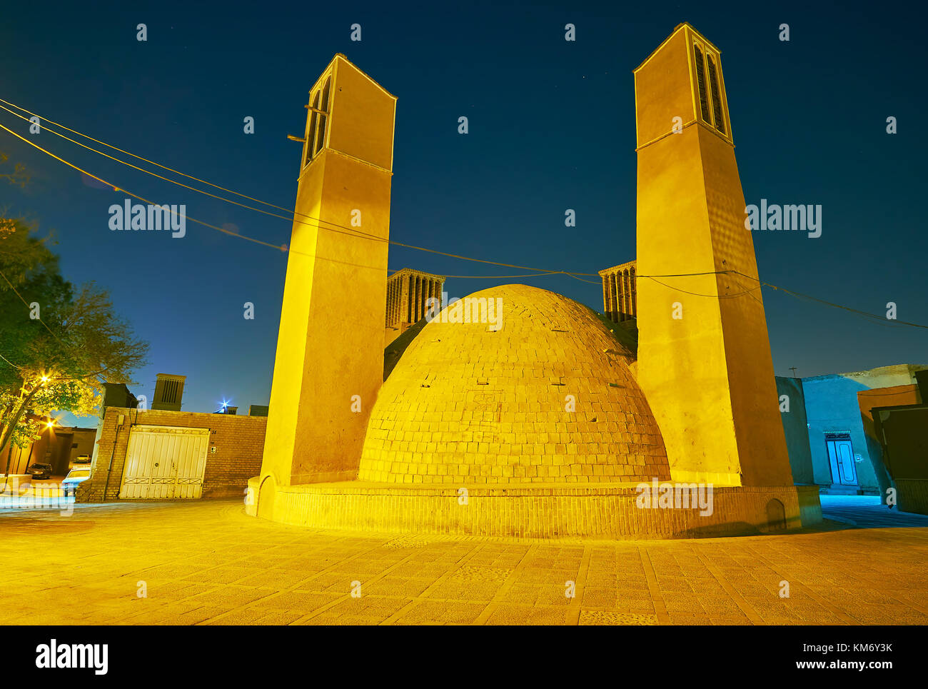 Beautiful water reservoir (ab anbar) with four wind towers (badgirs ...