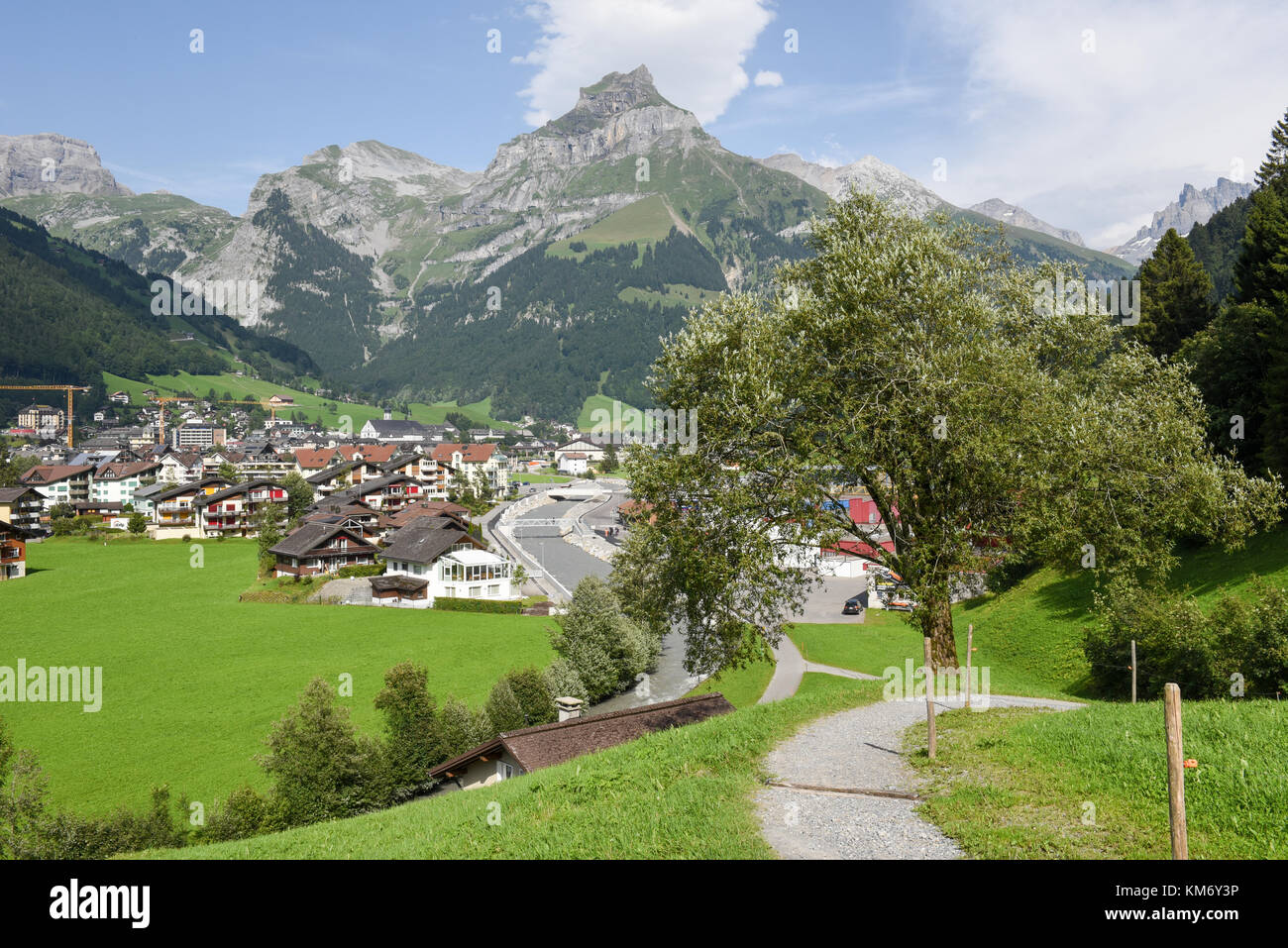 Engelberg, Switzerland - 1 August 2017: the village of Engelberg on the ...