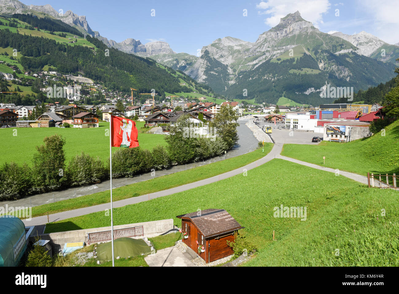 Engelberg, Switzerland - 1 August 2017: the village of Engelberg on the ...