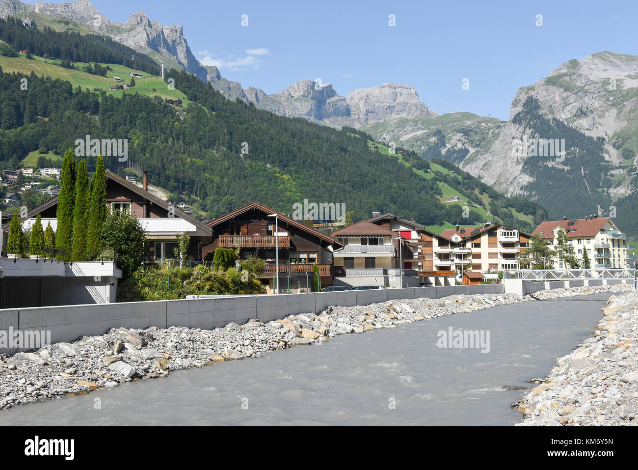Engelberg, Switzerland - 1 August 2017: the village of Engelberg on the ...