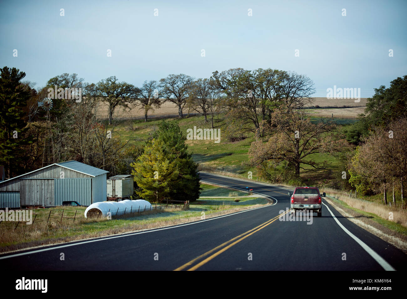 Truck Driving Down Road