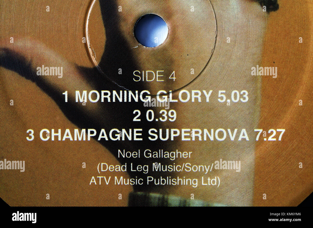Oasis album What's the Story Morning Glory label detail Stock Photo - Alamy