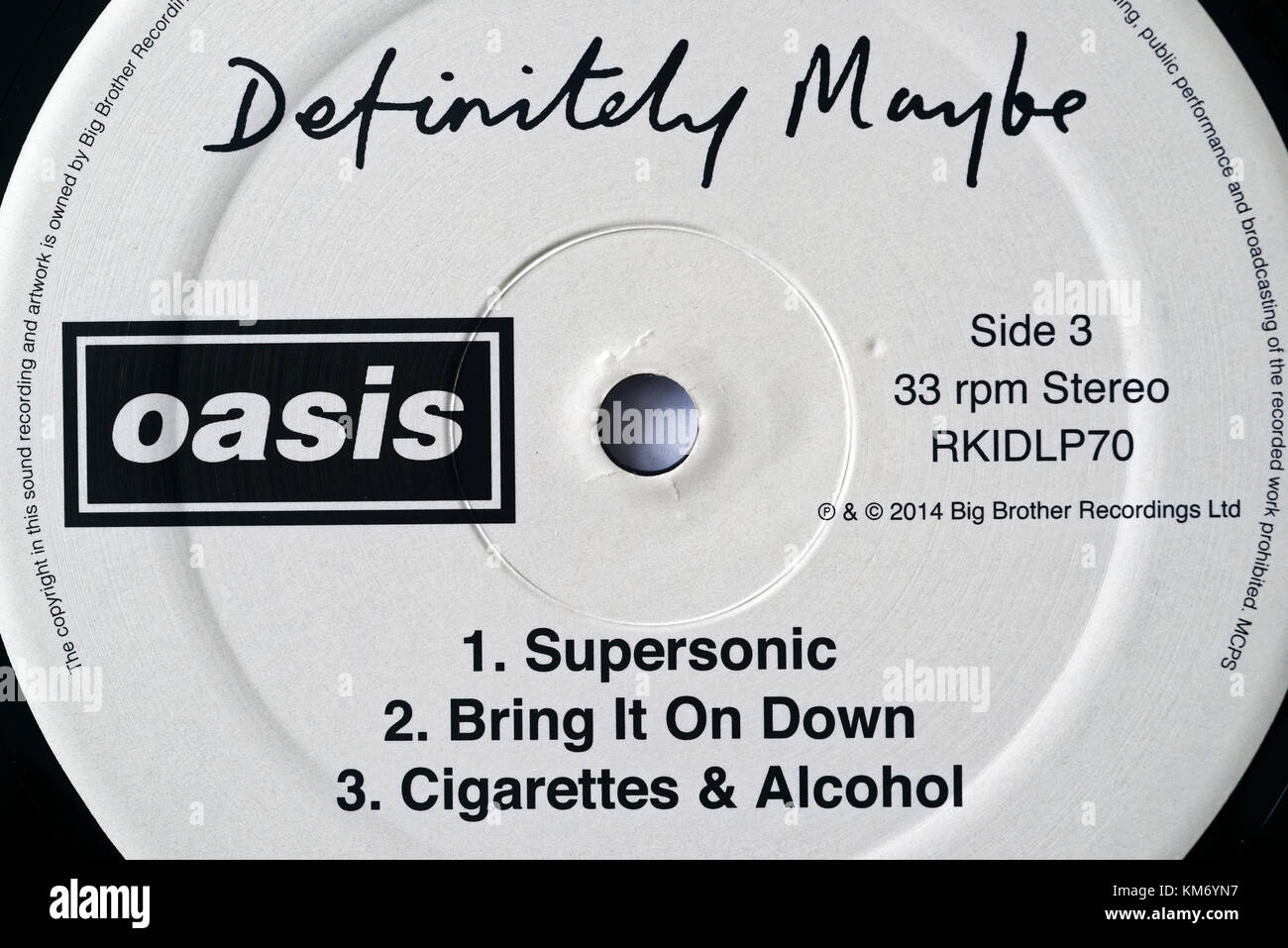 Oasis album Definitely Maybe label detail Stock Photo - Alamy
