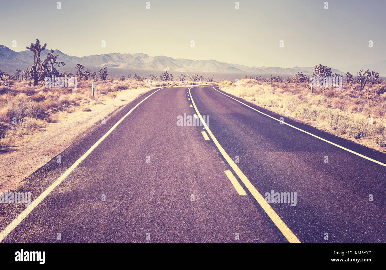 Desert highway, retro color toned picture, travel concept, USA Stock ...