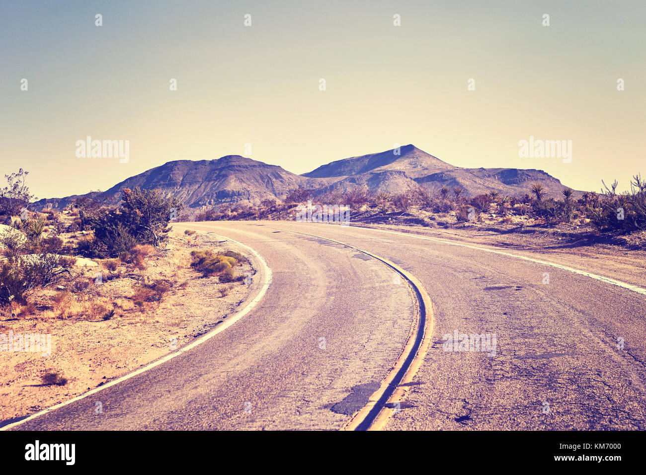 Desert highway, retro color toned picture, travel concept, USA Stock ...