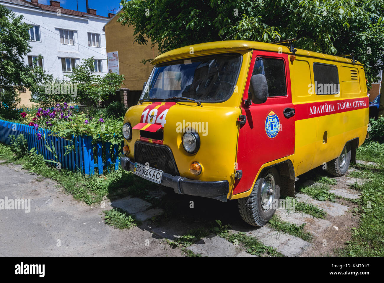 Emergency gas service UAZ 452 vehicle in Terebovlia (Polish: Trembowla ...