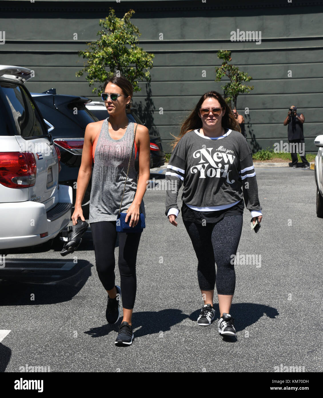 BRENTWOOD, CA - JULY 25: Actress Jessica Alba heads to spin class on ...