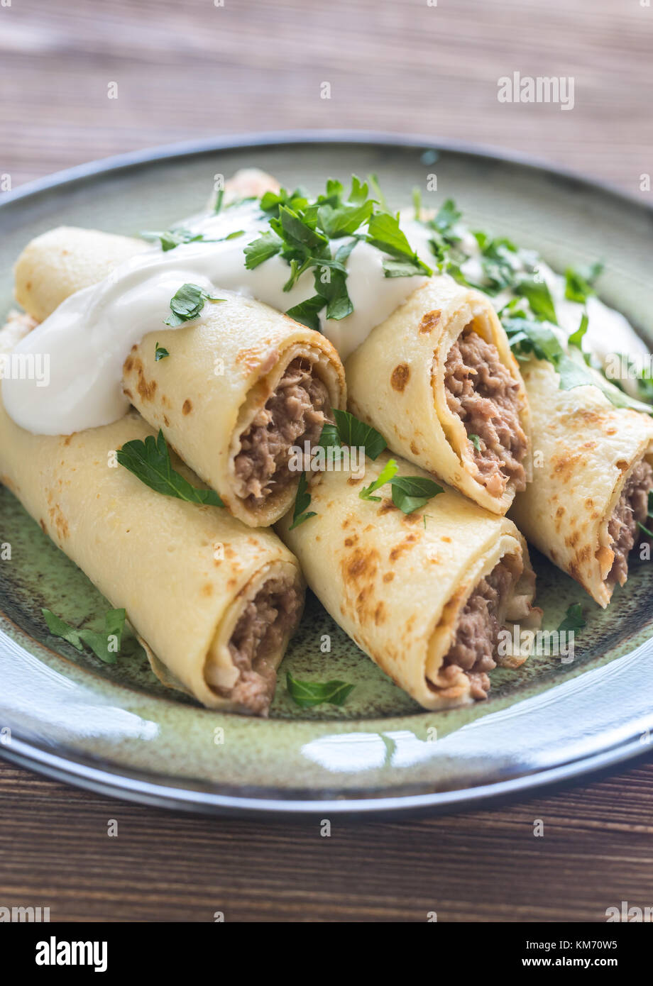 Crepes with tuna Stock Photo - Alamy