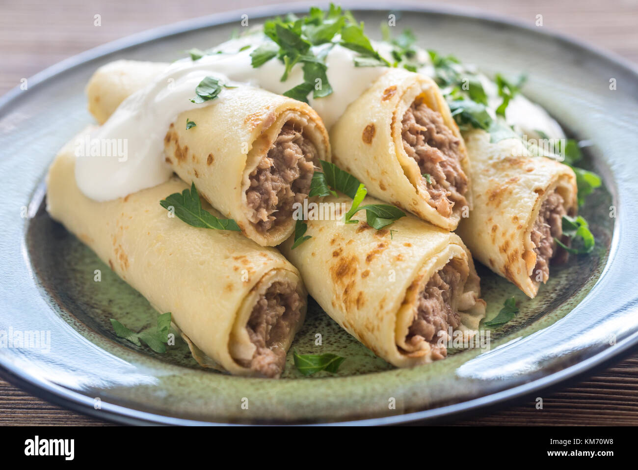 Crepes with tuna Stock Photo - Alamy