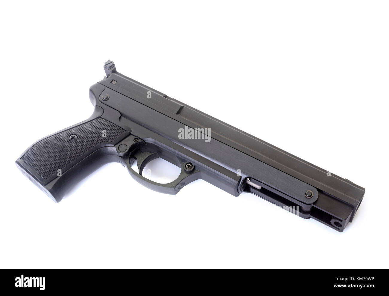 black gun in front of black background Stock Photo - Alamy