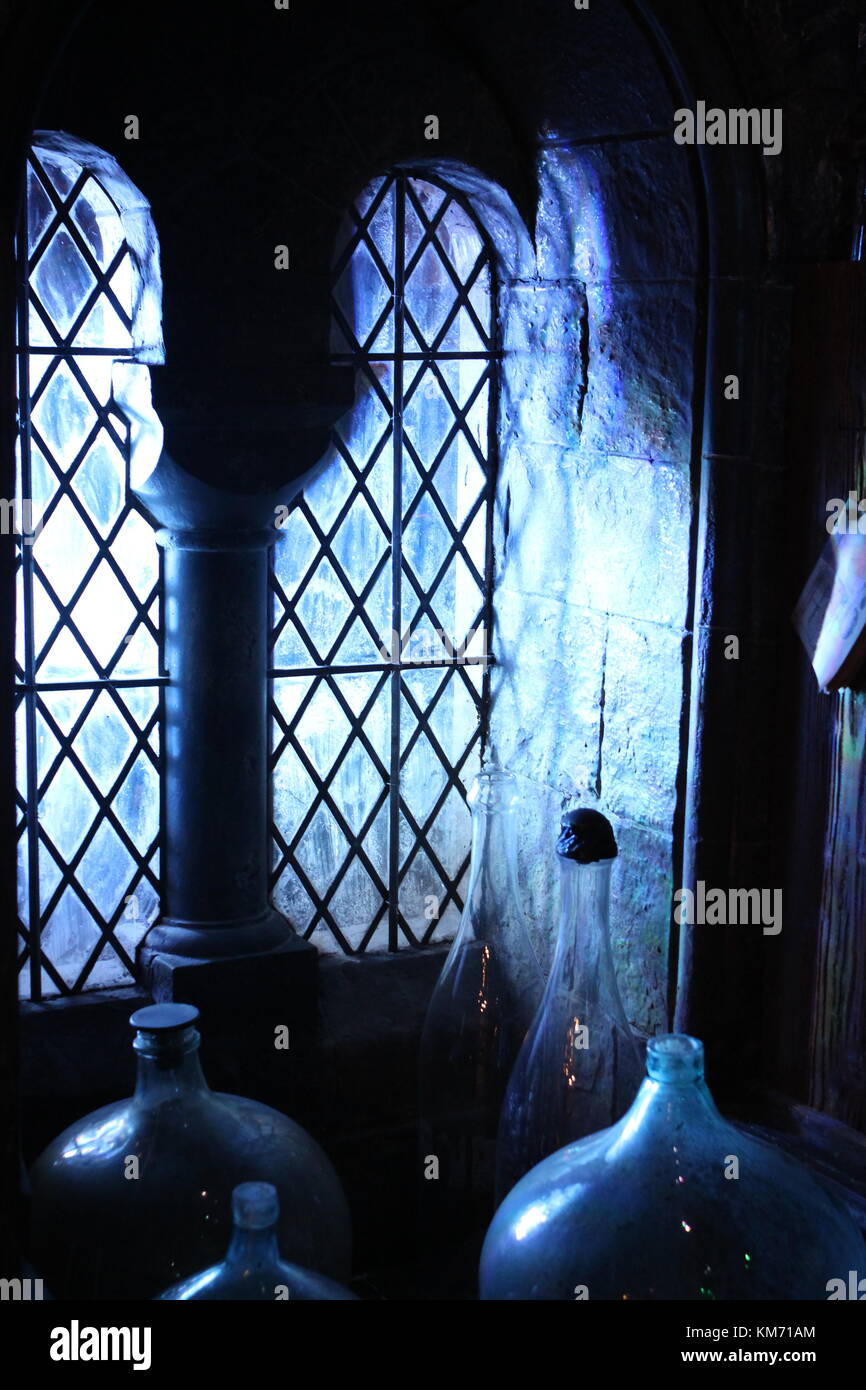 Window to Snape's classroom at Harry Potter Studios in London Stock ...