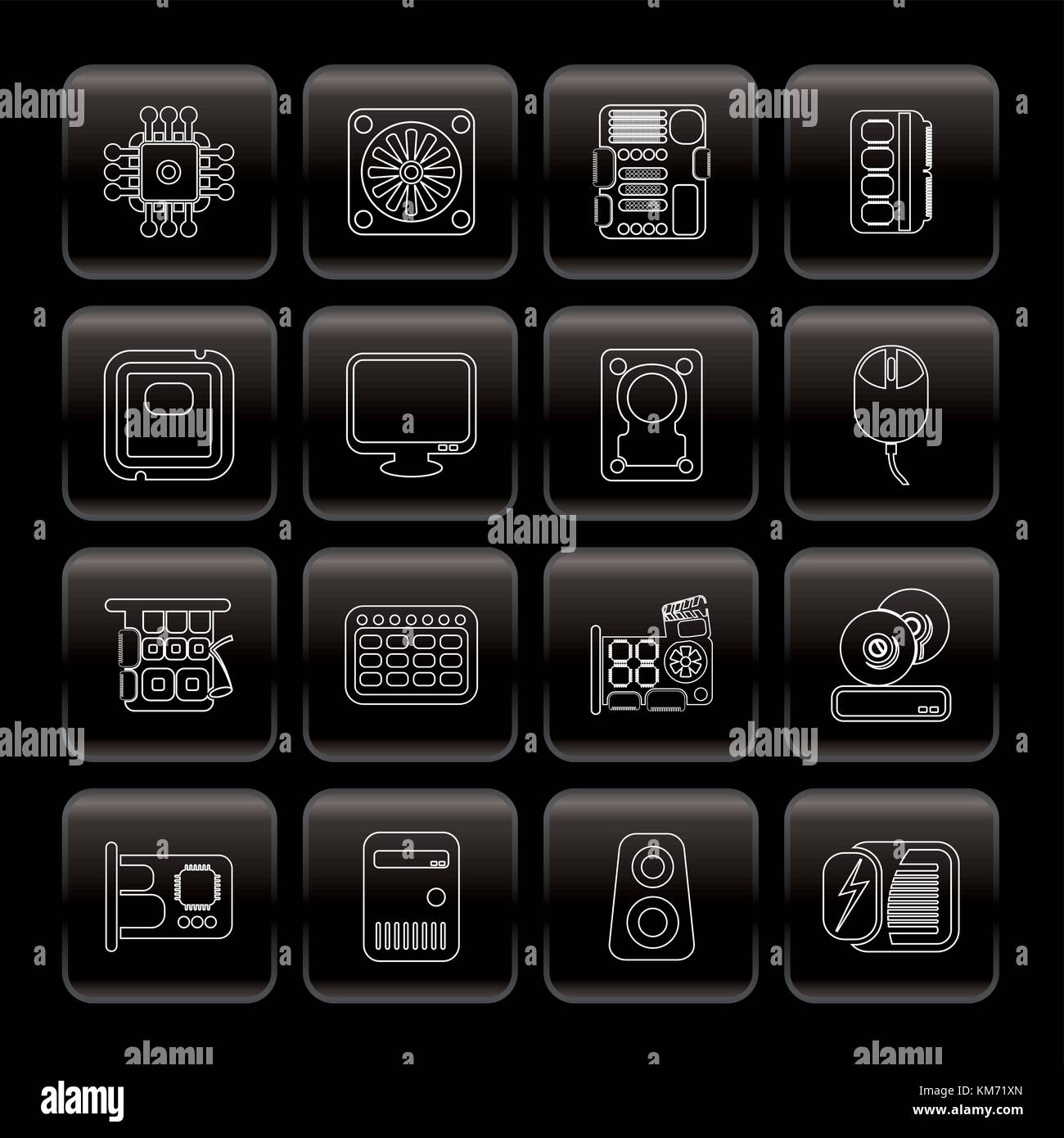 Line Computer Performance and Equipment Icons - Vector Icon Set Stock ...