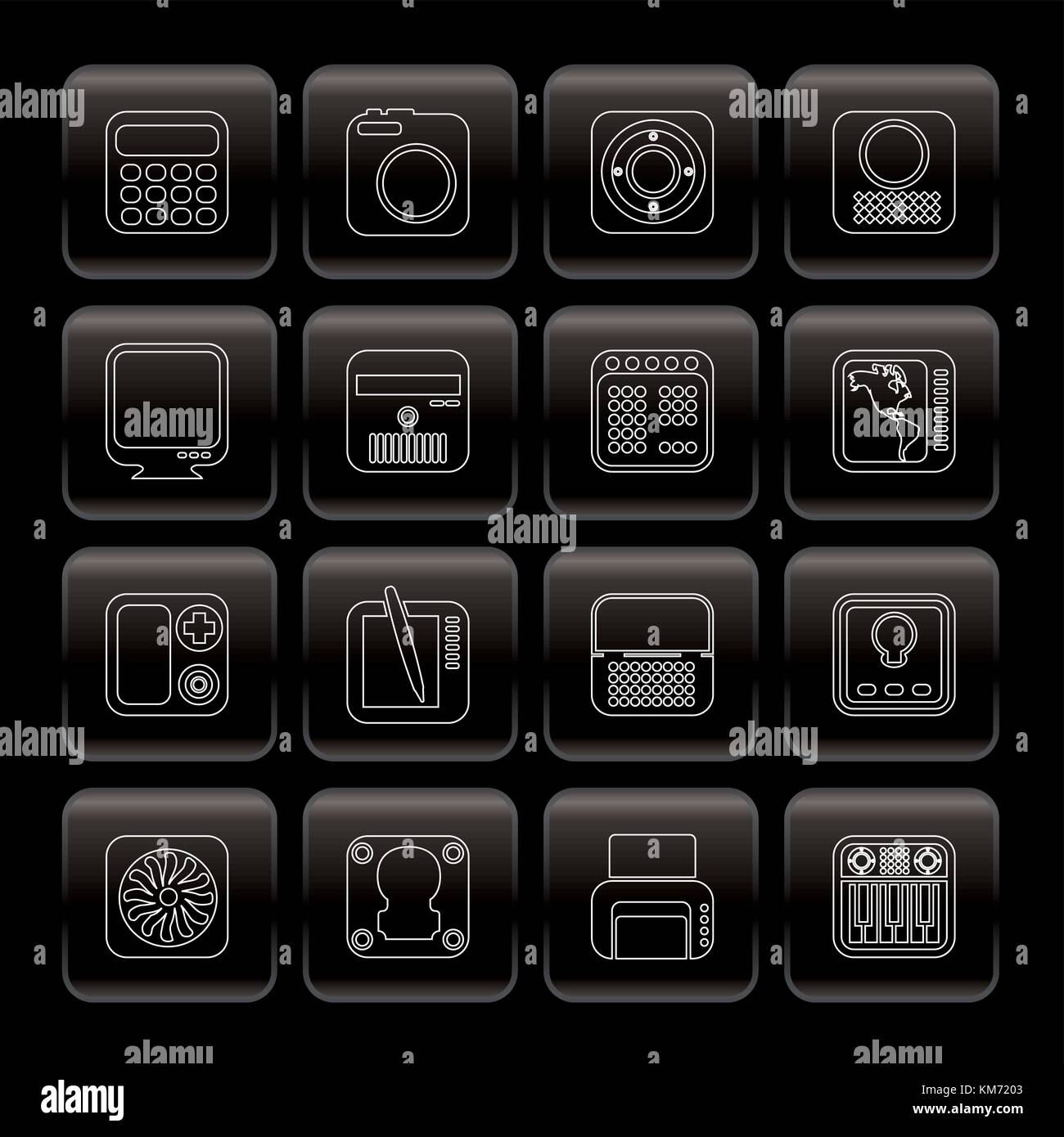 Hi-tech and technology equipment - vector icon set Stock Vector Image ...