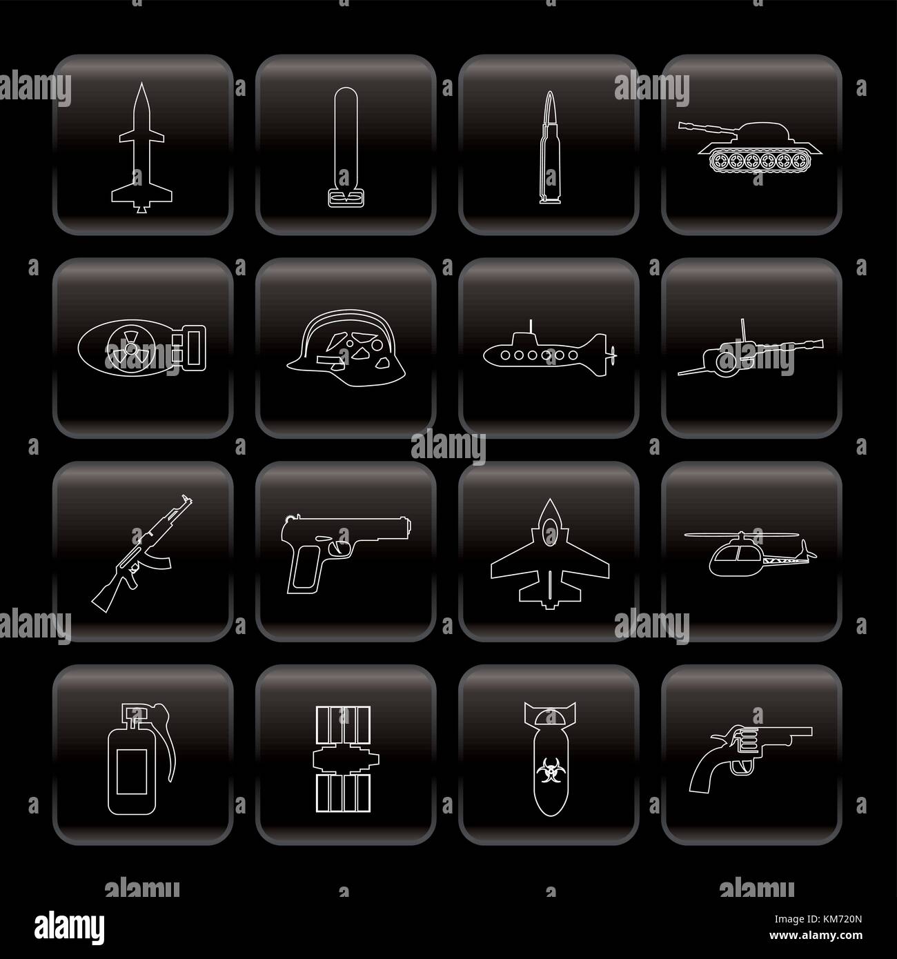 Line weapon, arms and war icons - Vector icon set Stock Vector Image ...