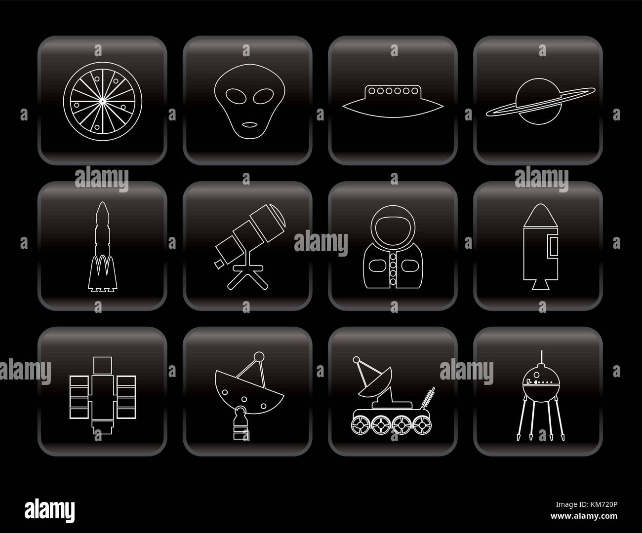 Line Astronautics and Space Icons - Vector Icon Set 2 Stock Vector ...