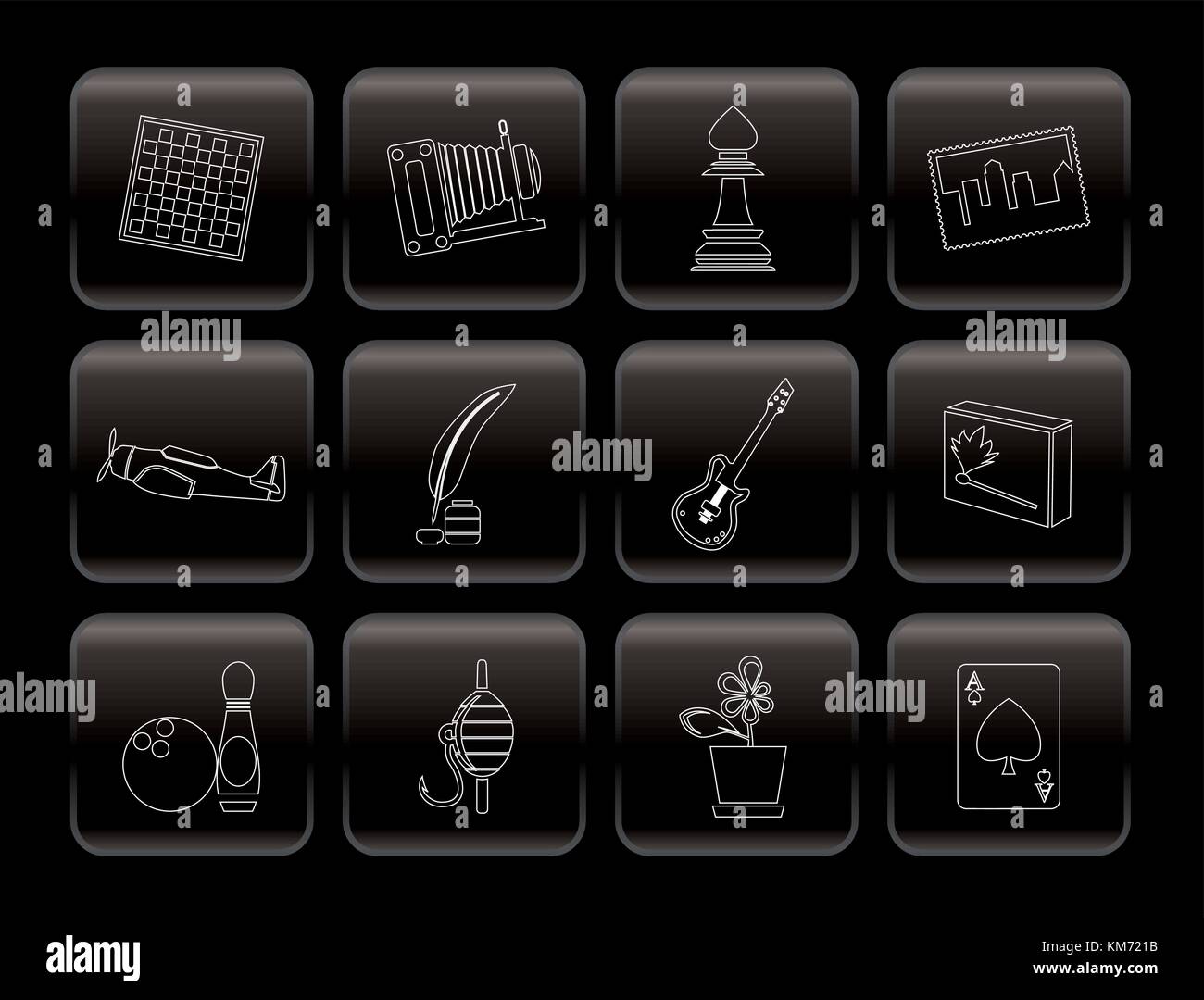 Hobby, Leisure and Holiday Icons - Vector Icon Set Stock Vector Image ...
