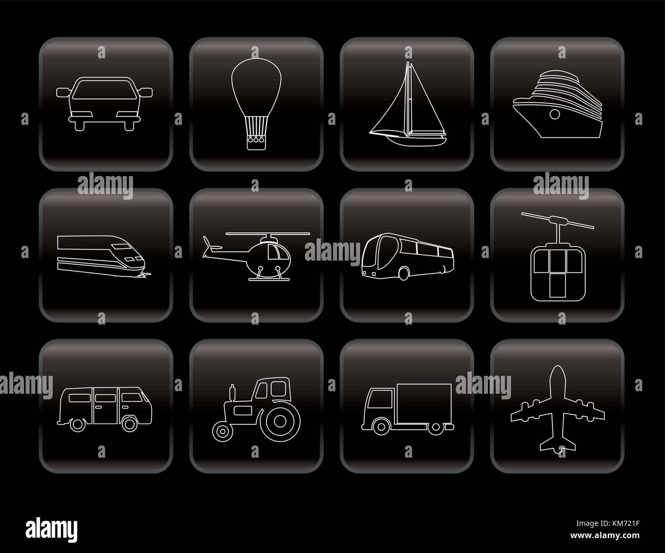 Transportation and travel icons - vector icon set Stock Vector Image ...