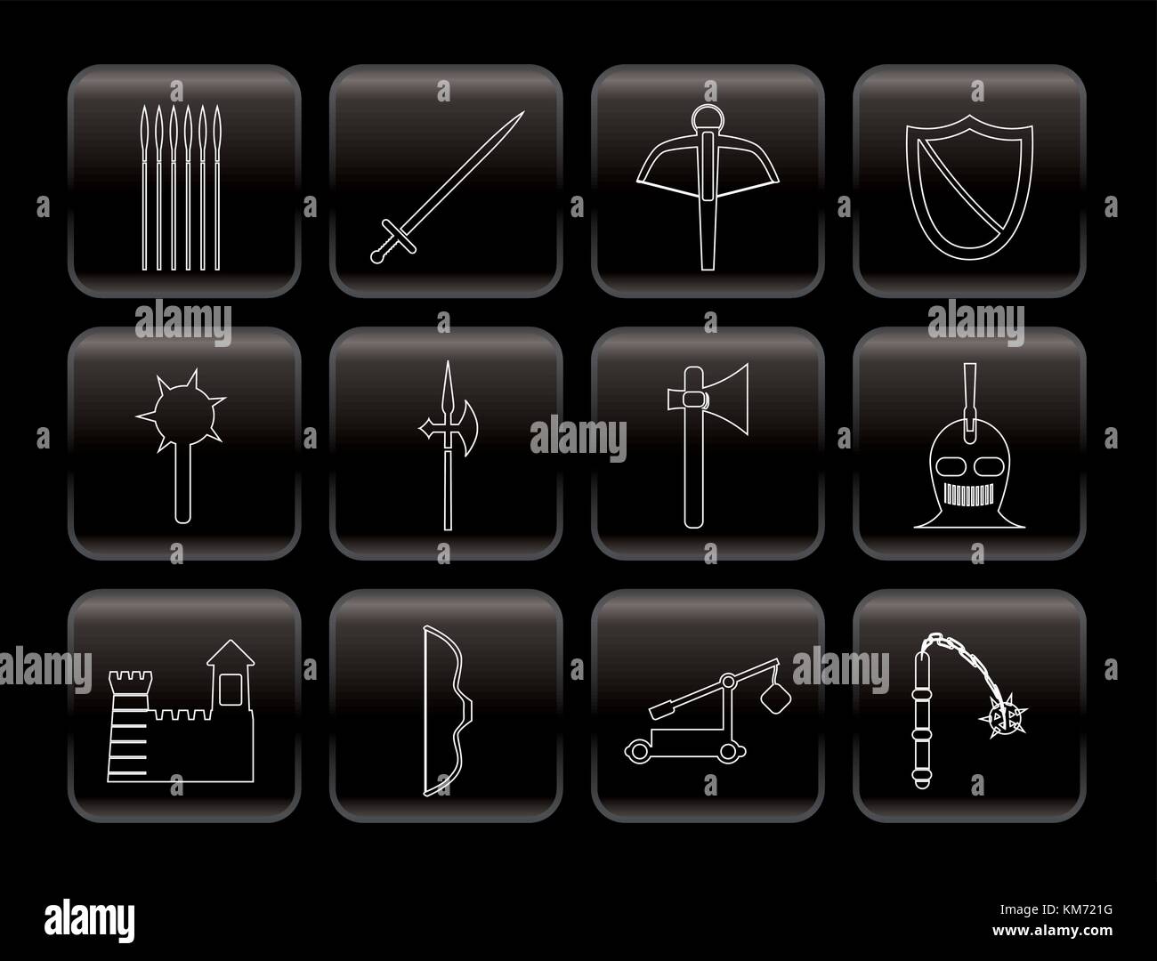Medieval arms and objects icons - vector icon set Stock Vector Image ...