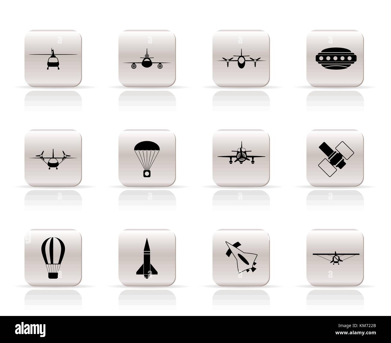 different types of Aircraft Illustrations and icons - Vector icon set 2 ...