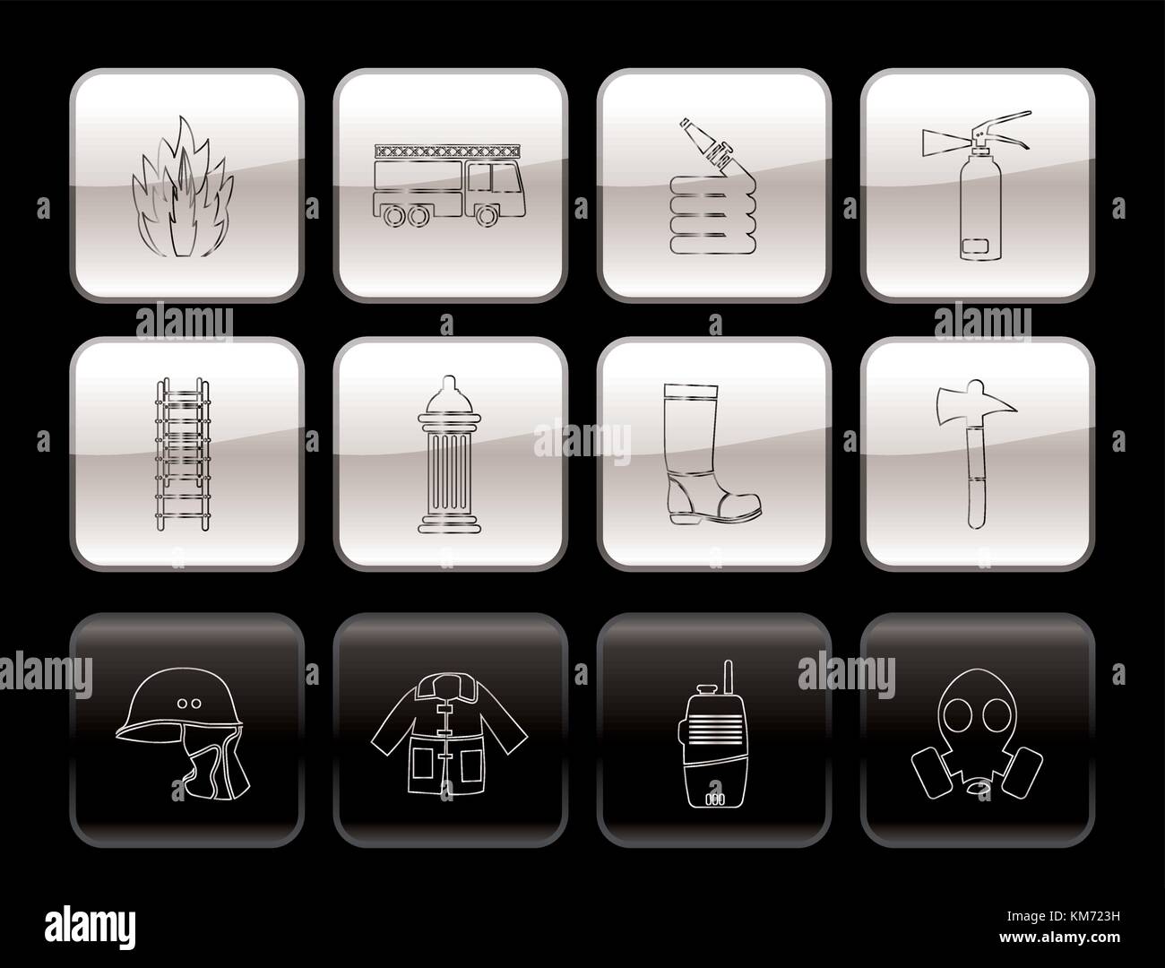 fire-brigade and fireman equipment icon - vector icon set Stock Vector ...