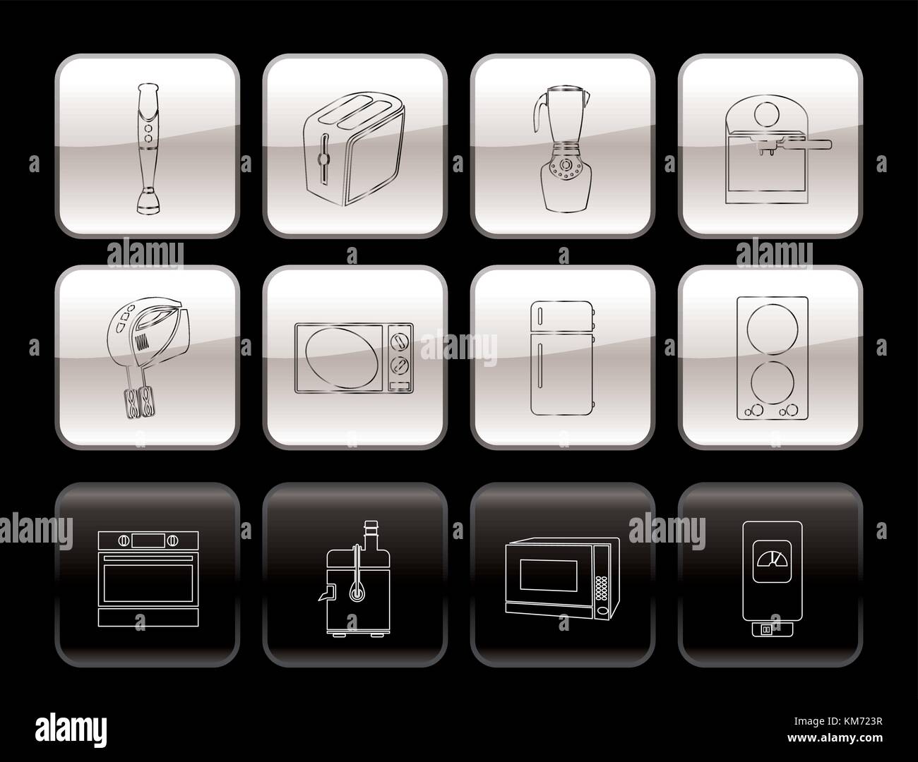 Kitchen and home equipment icons - vector icon set Stock Vector Image ...