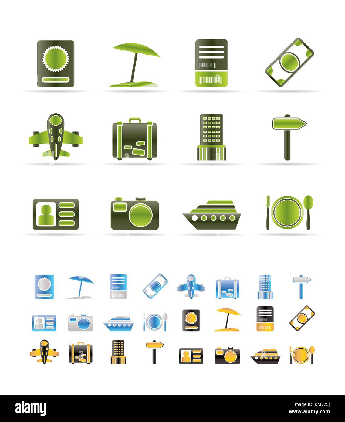 travel, trip and holiday icons - vector icon set Stock Vector Image ...