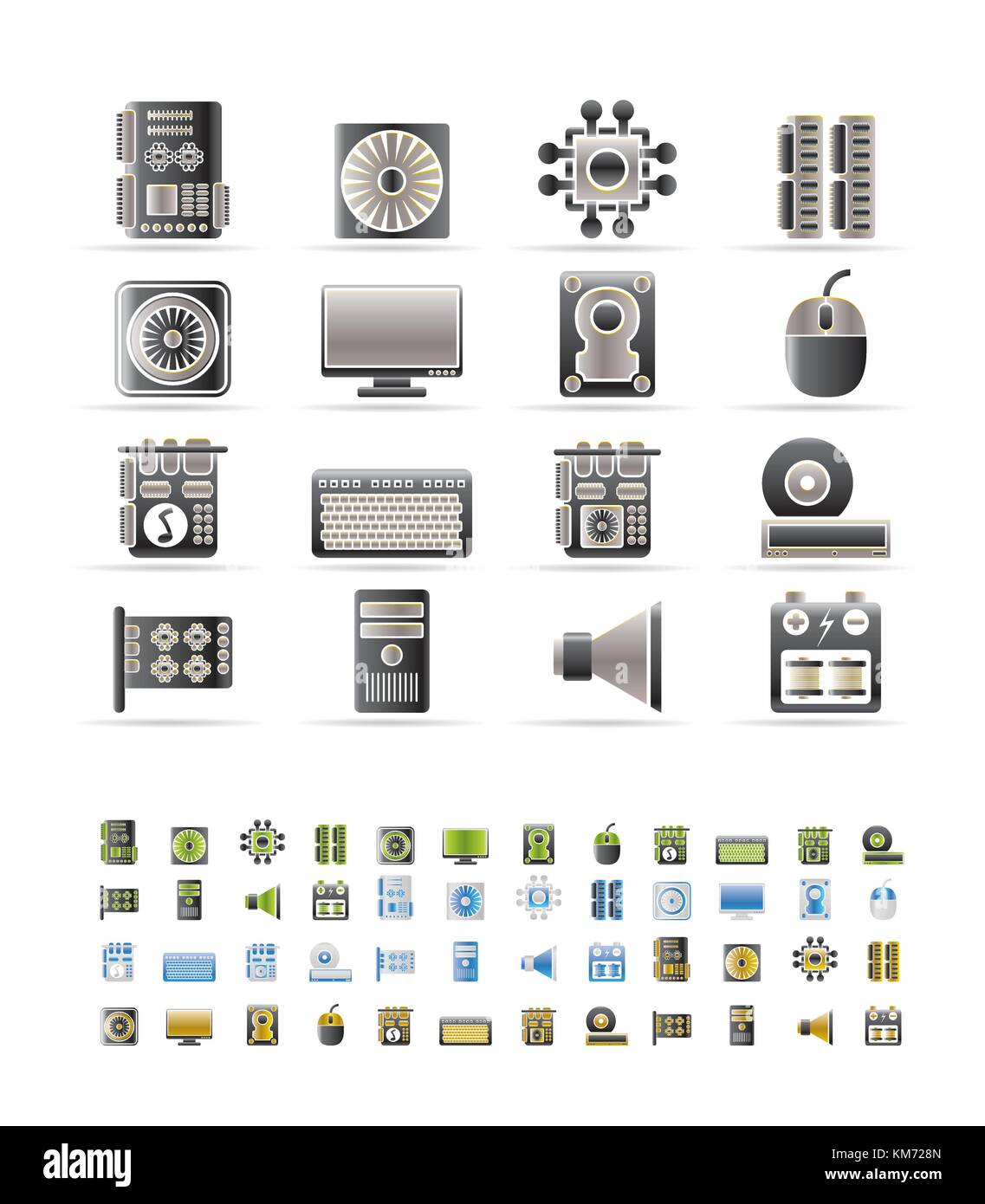 Computer performance and equipment icons - vector icon set Stock Vector ...