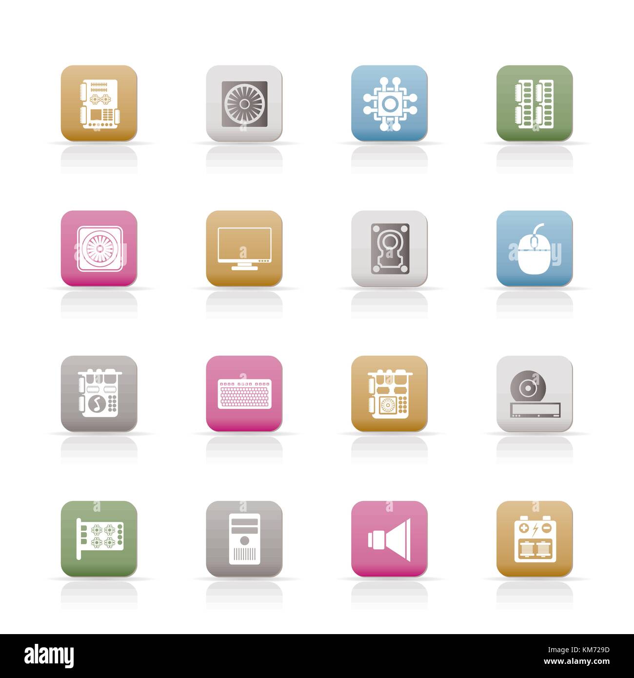 Computer performance and equipment icons - vector icon set Stock Vector ...