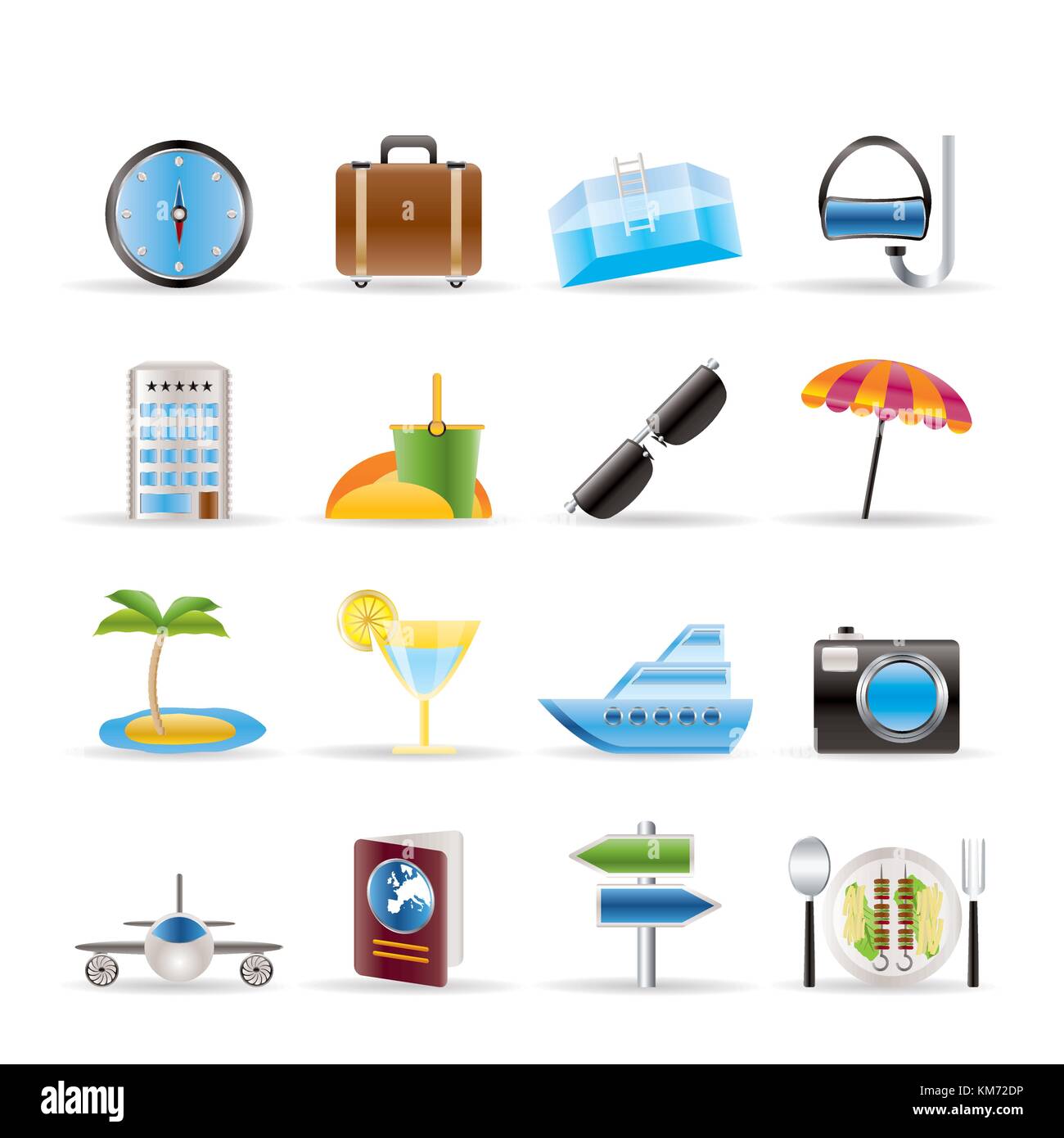 travel, trip and tourism icons - vector icon set Stock Vector Image ...