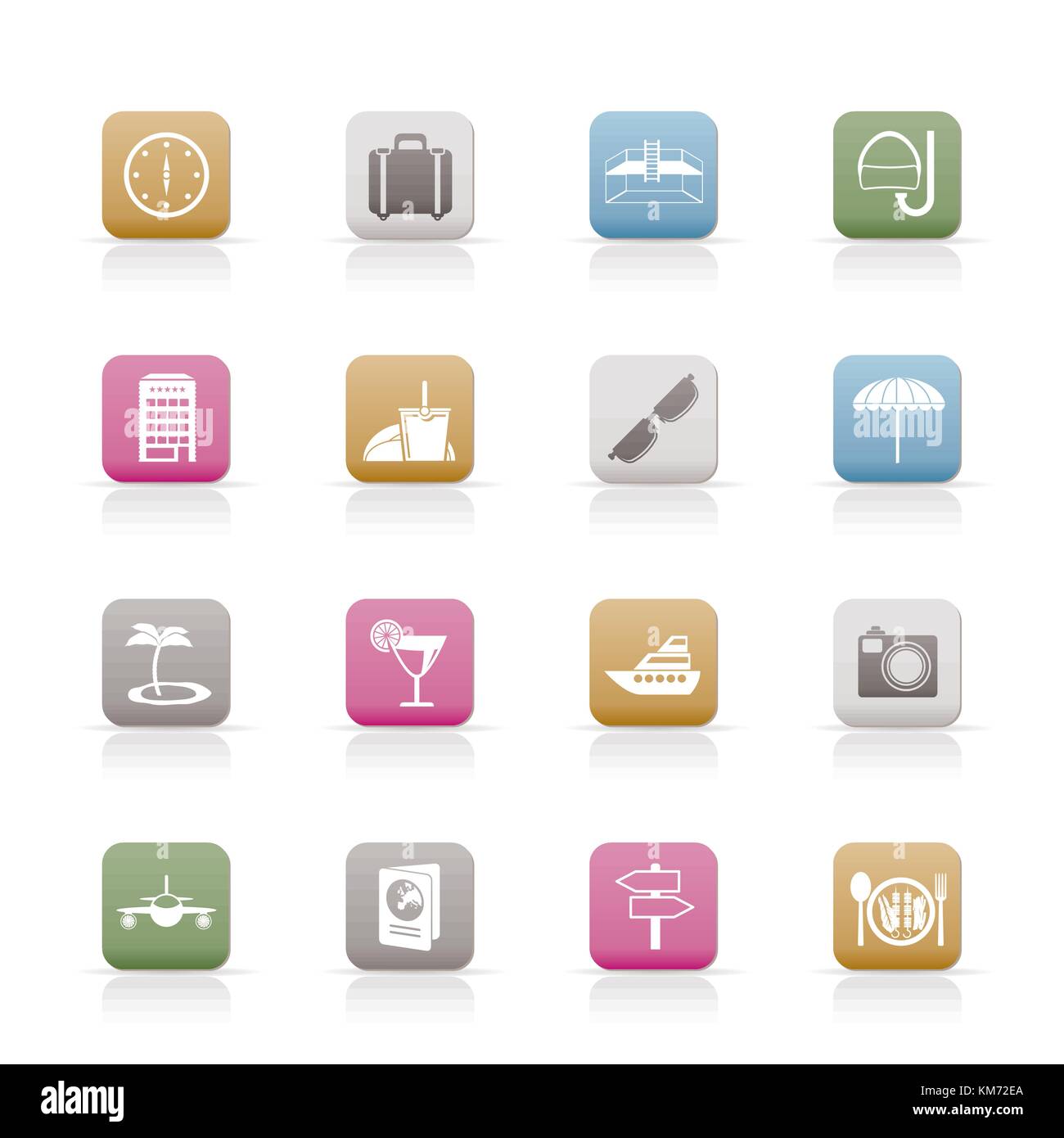 travel, trip and tourism icons - vector icon set Stock Vector Image ...