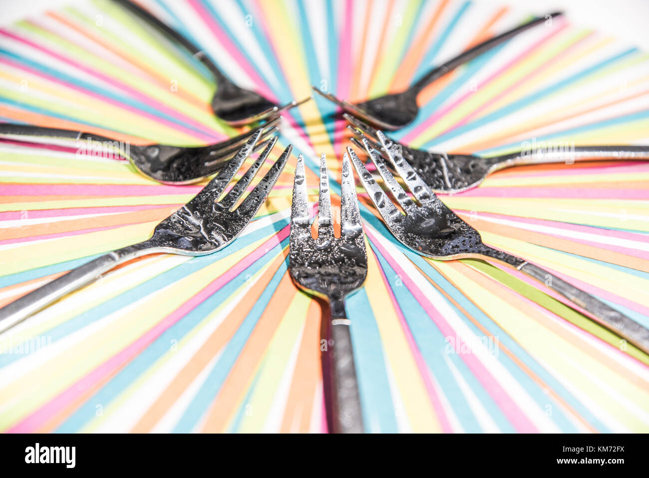 Cutlery on Happy Background Stock Photo - Alamy