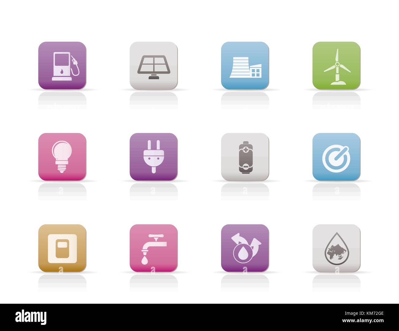 Ecology, power and energy icons - vector icon set Stock Vector Image ...