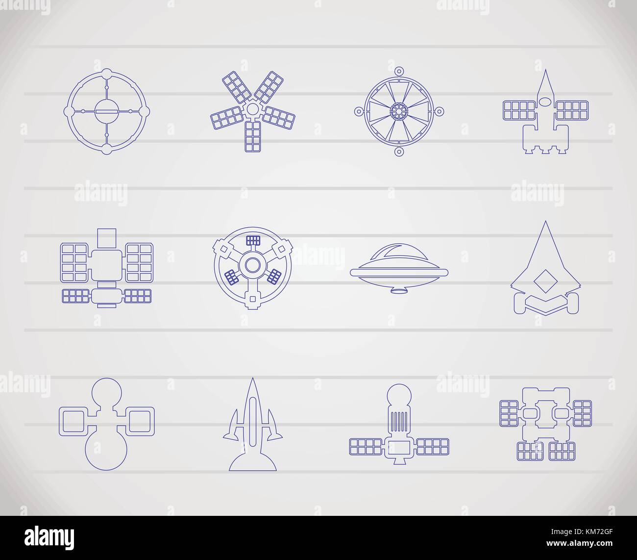 different kinds of future spacecraft icons - vector icon set Stock ...